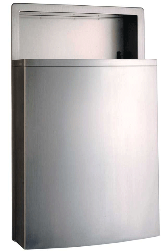 Abfallbehälter für Wandeinbau, mit LinerMate, Edelstahl, 43.8 Liter, B ...